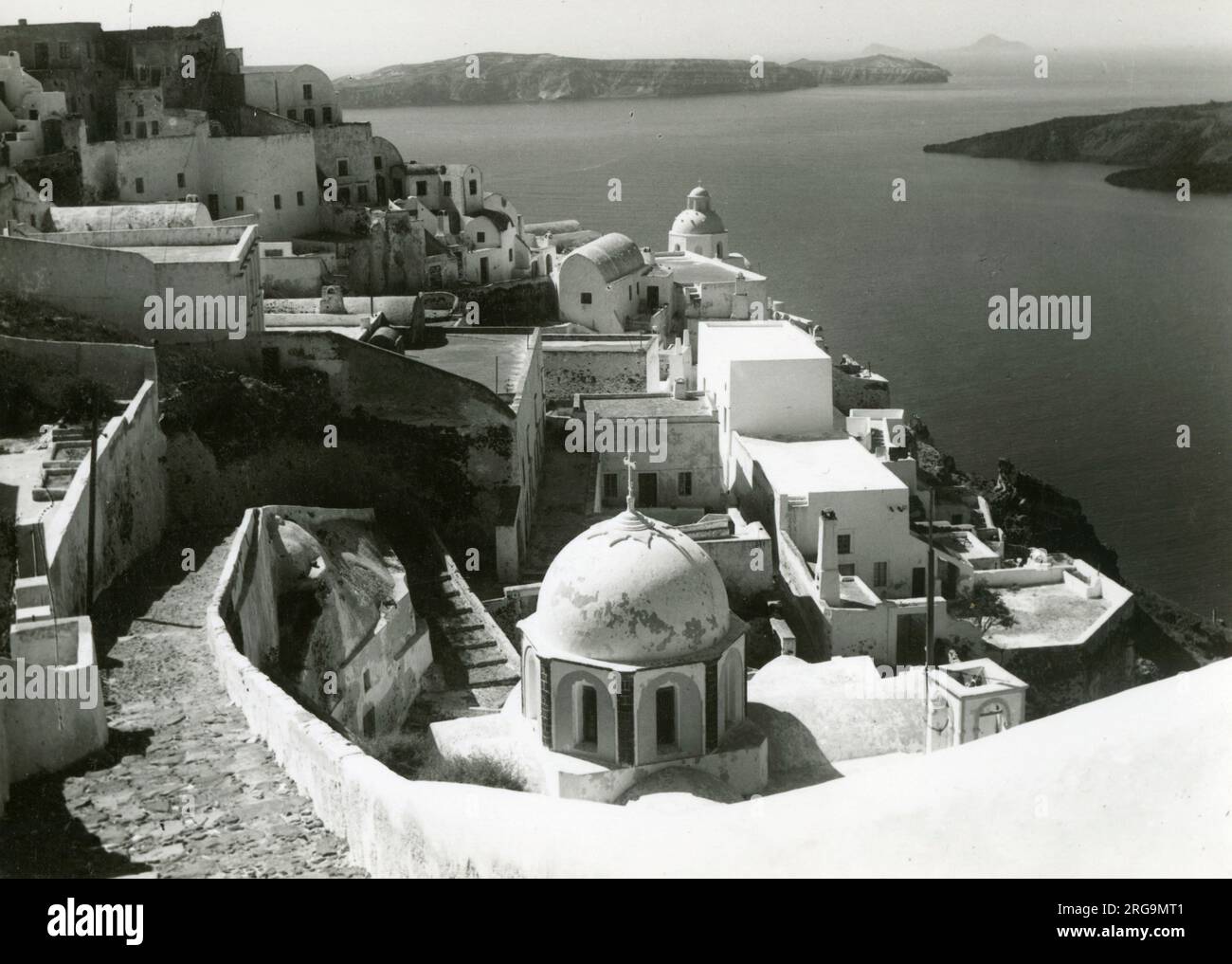 Santorini, Greece - the wide expanse of the volcano crater Stock Photo ...
