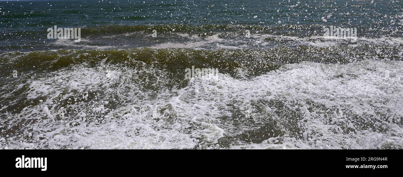 Foaming waves along the seashore Stock Photo - Alamy