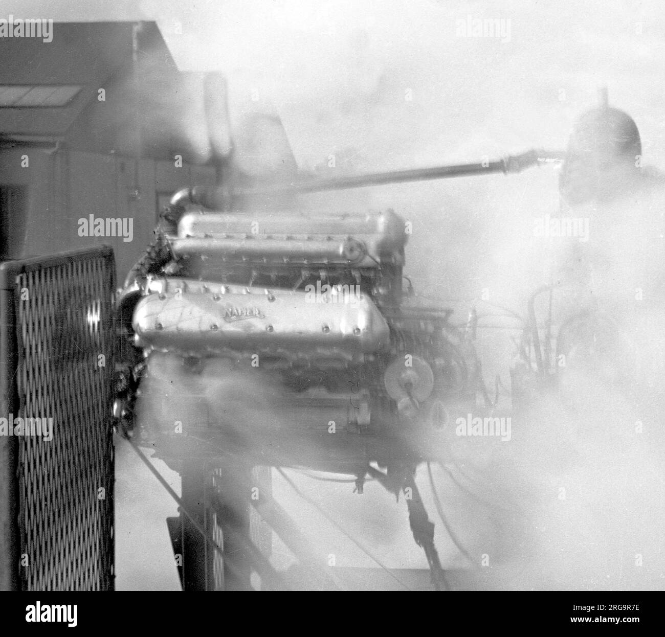 Napier Lion water-cooled W-12 aircraft Engine running on the test-bed ...