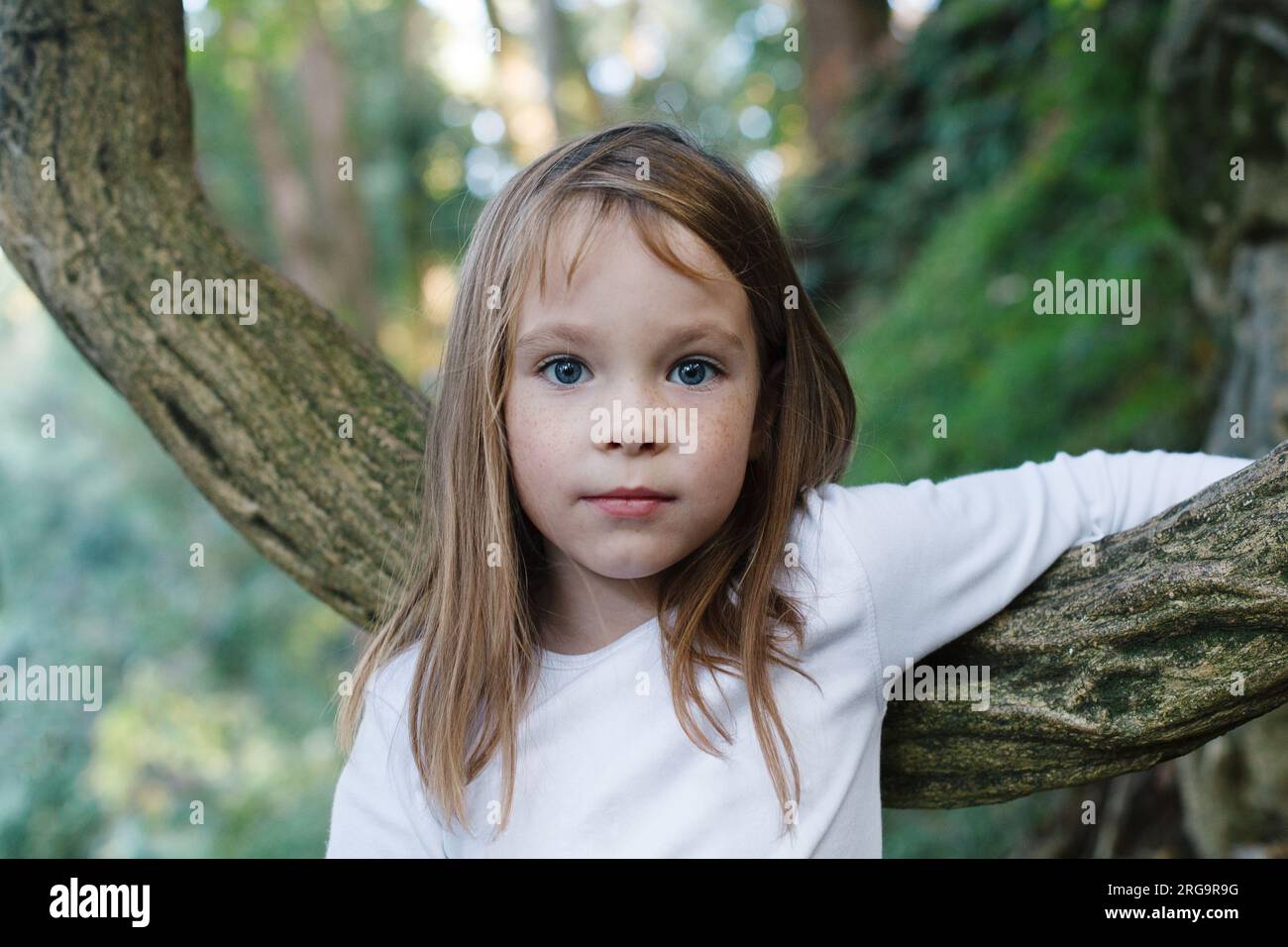 Cheerful young girl, face closeup. Portrait of child 6 years old Stock ...