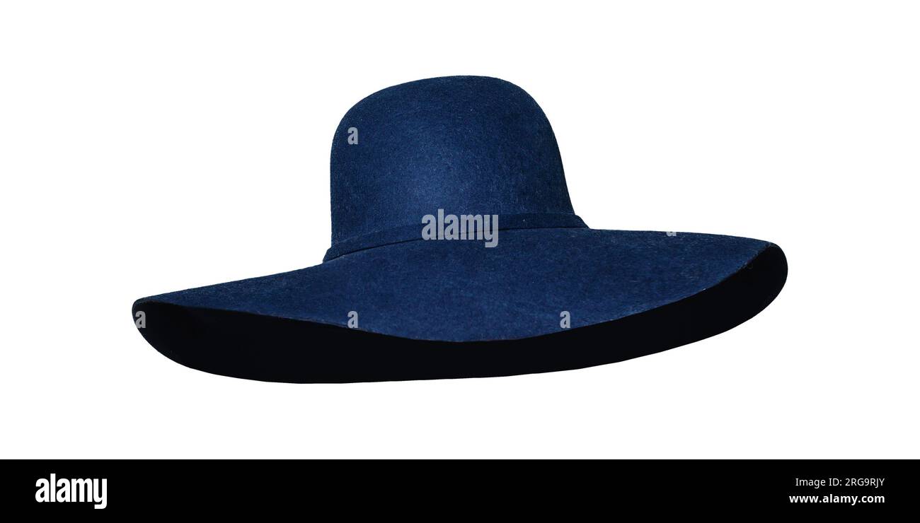 Isolated blue broad brim hat against white background Stock Photo - Alamy