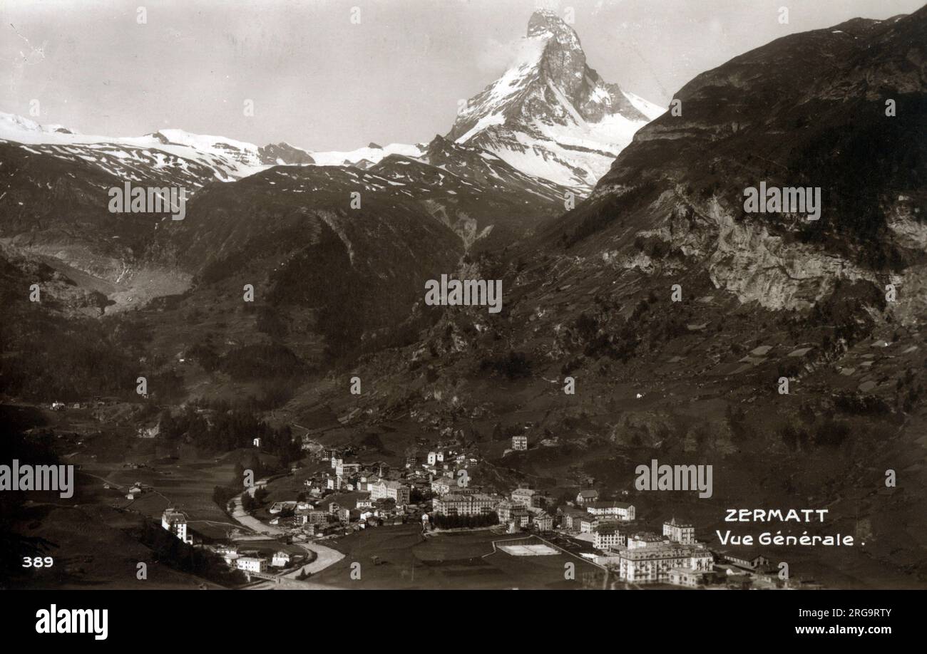 Zermatt and the Matterhorn - Panorama of the town, mountain and ...