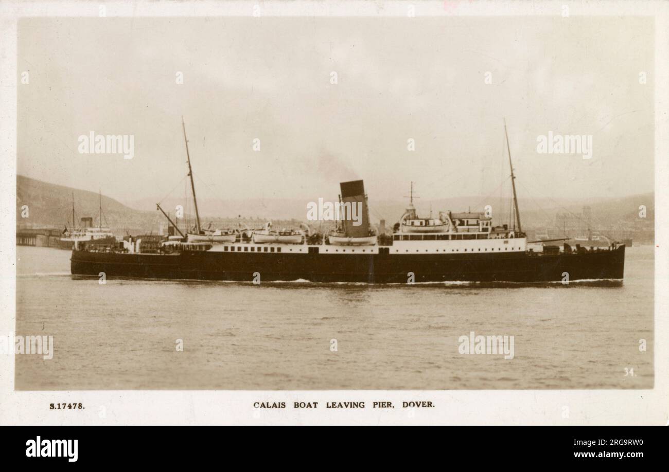 The Calais Ferry Boat leaving the Pier, Dover, Kent - setting off ...