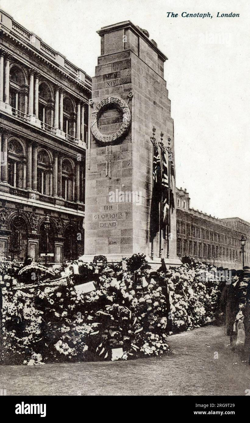 The Cenotaph, London - surrounded by memorial wreaths laid during the ...
