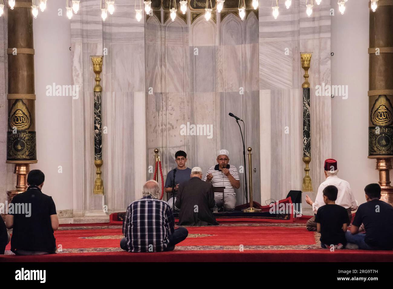 Istanbul, Turkey, Türkiye. Bayezid II Mosque, Imam Reciting from the ...