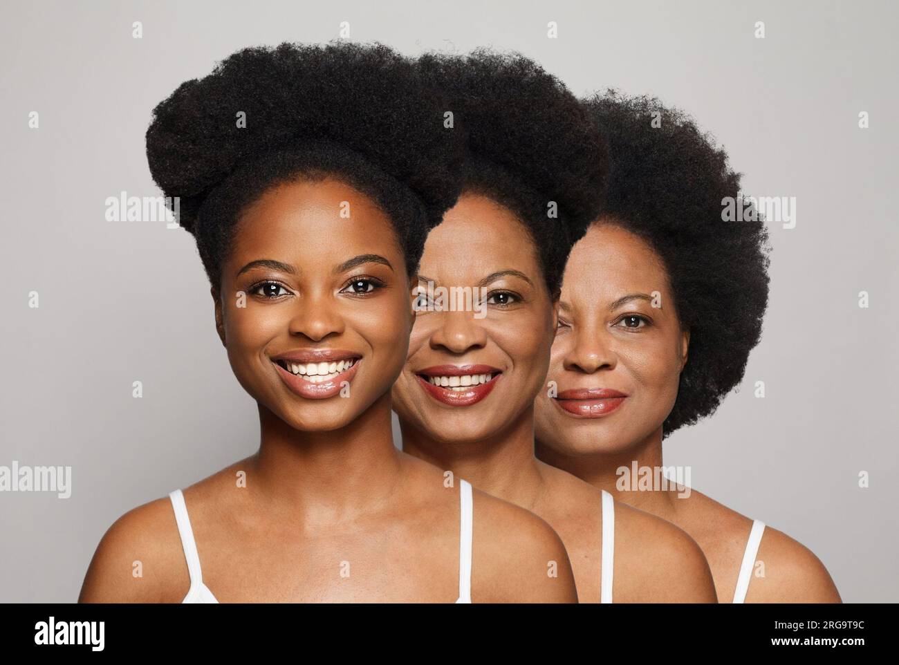 Aging process. Rejuvenation anti-aging skin procedures, old and young ...