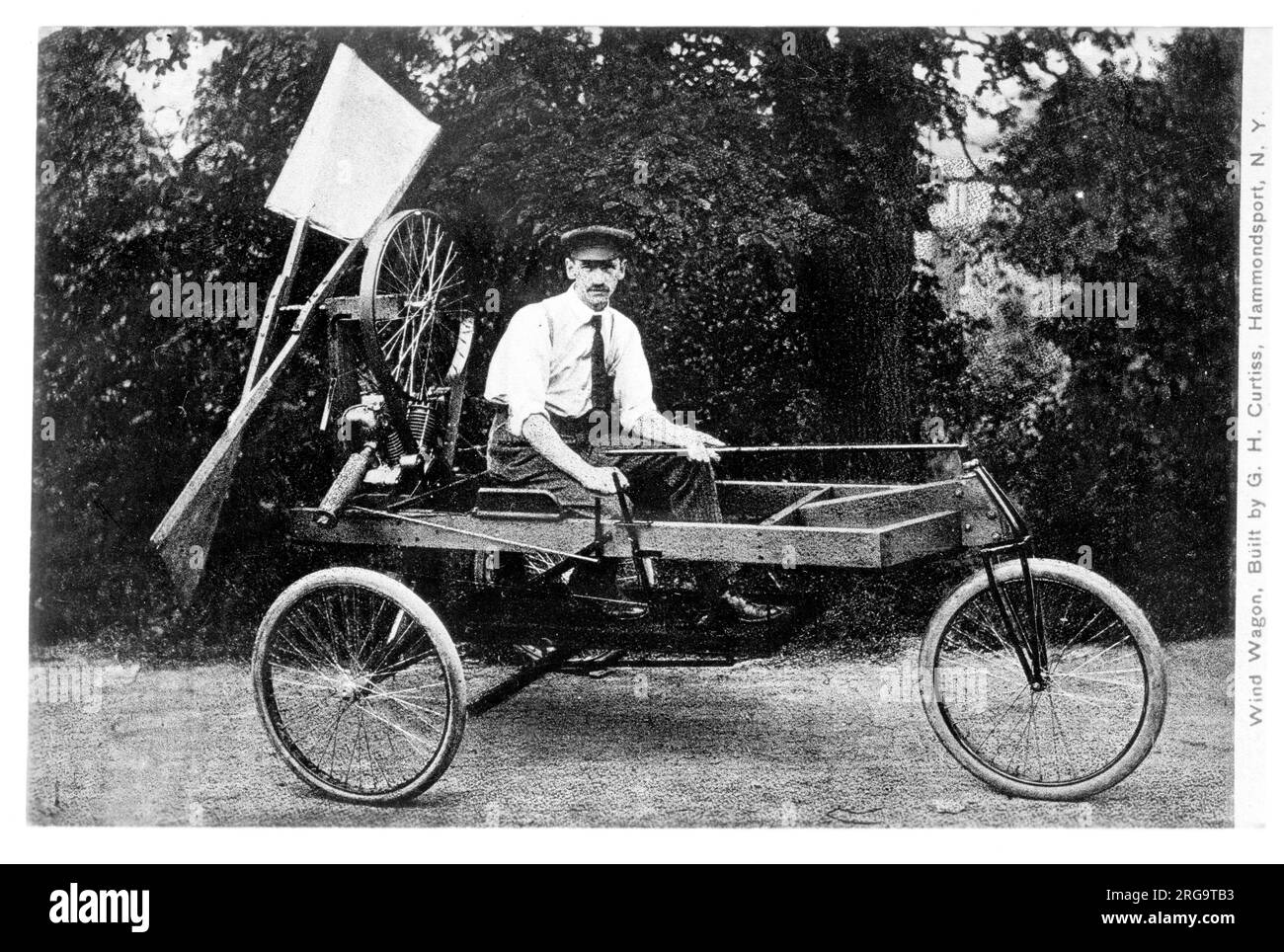 Glenn Curtiss sat in one of his Wind Wagons, used by Thomas Scott ...
