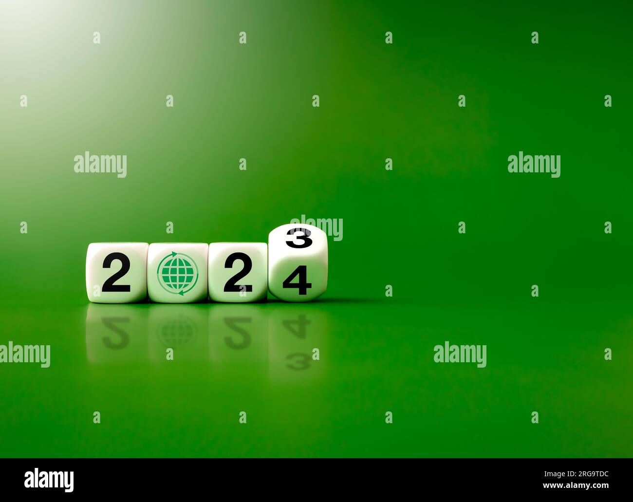 2024 happy new year with the green recycling, save planet and earth eco ...