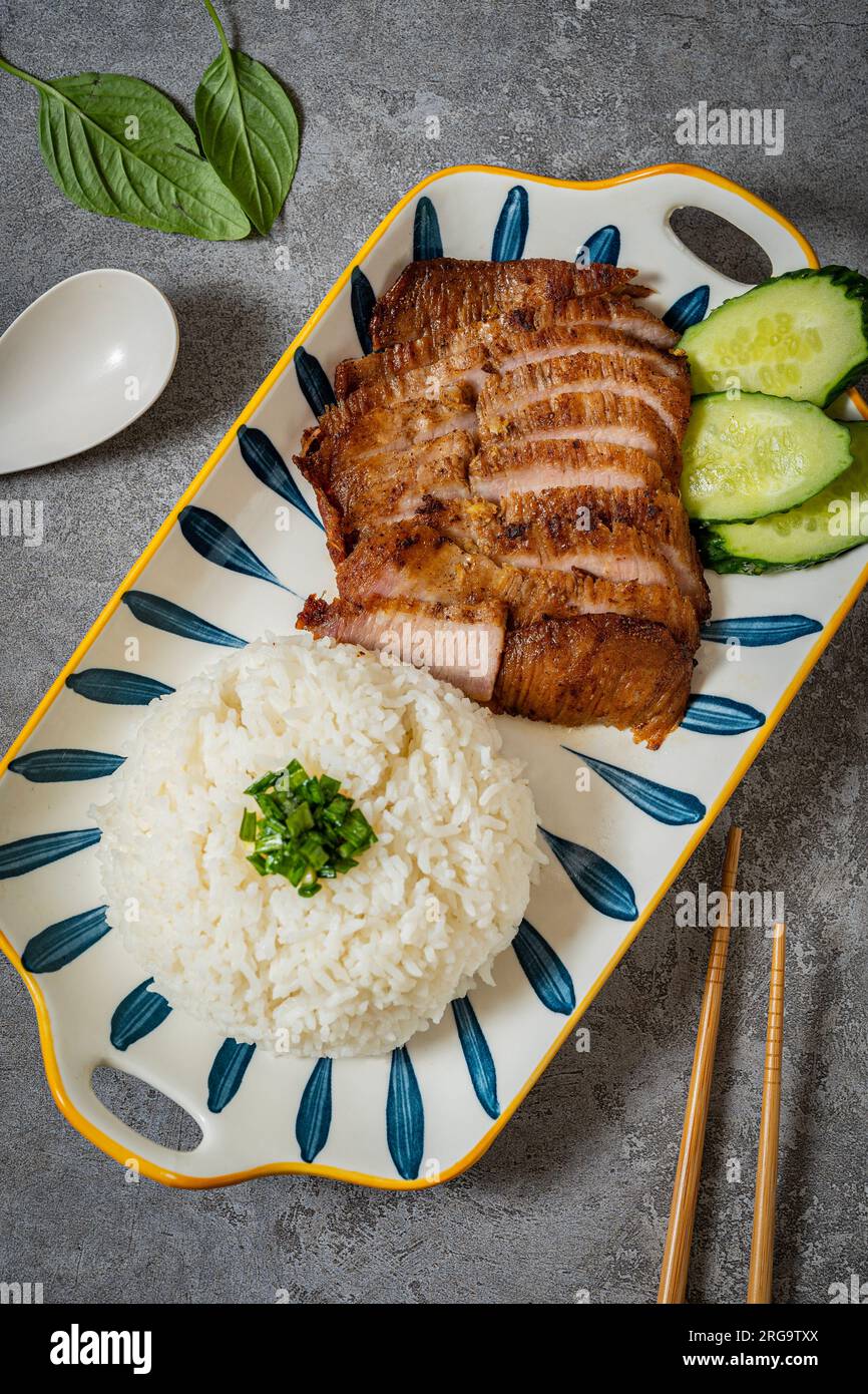 Vietnamese Rice served with Pork Neck Stock Photo - Alamy