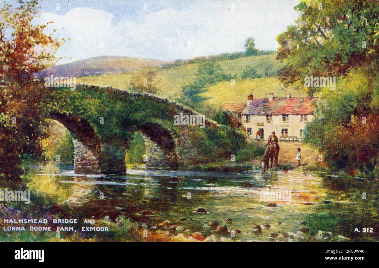 Malmsmead Bridge and Lorna Doone Farm, Exmoor Stock Photo - Alamy