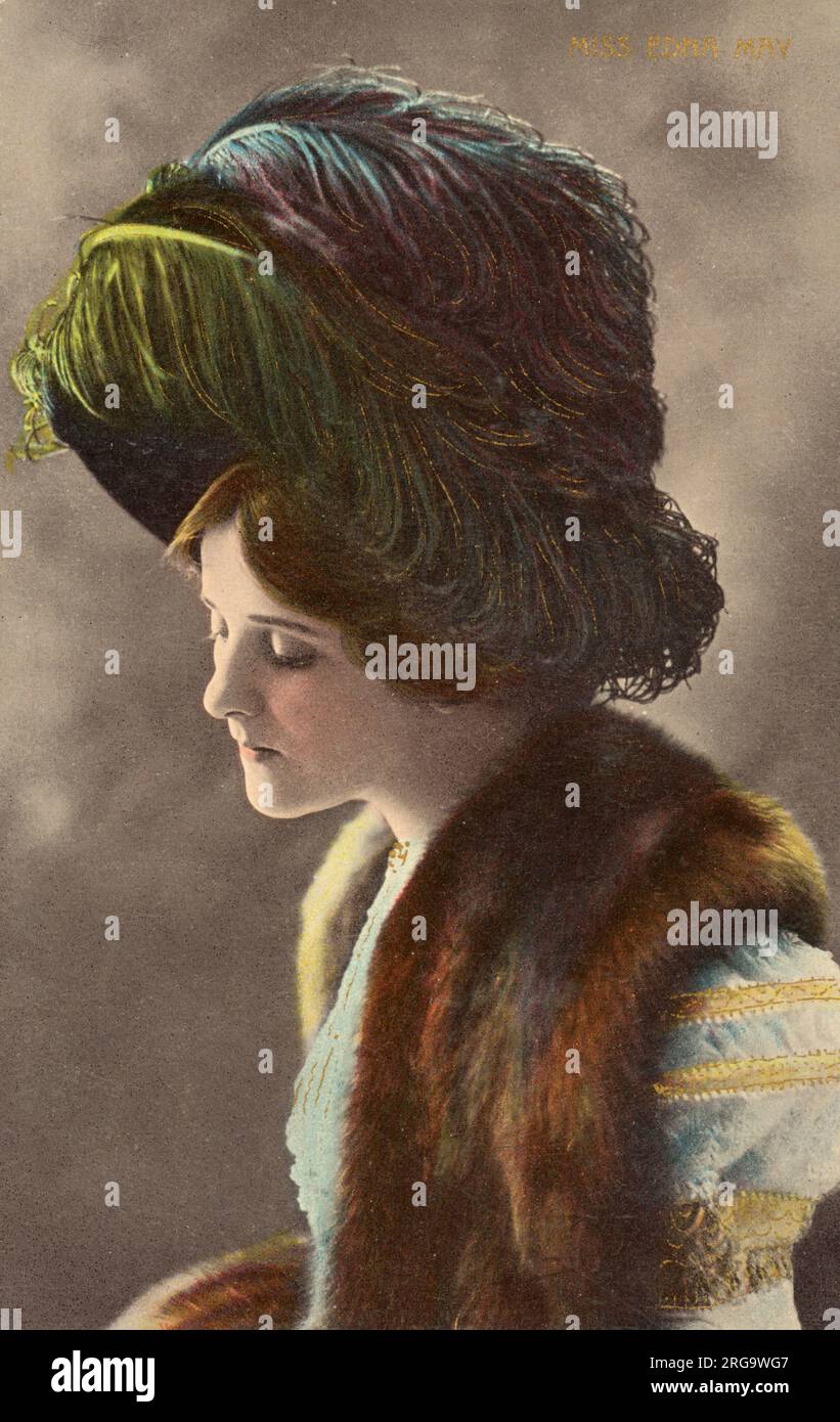 Stunning hand-tinted photograph reproduced on a postcard of Edna May ...
