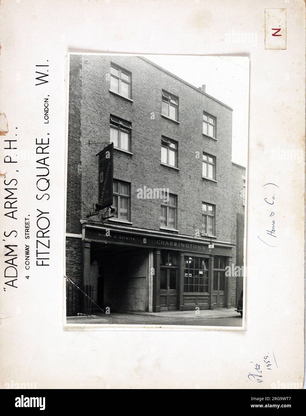 Photograph of Adams Arms, Fitzroy Square, London. The main side of the ...