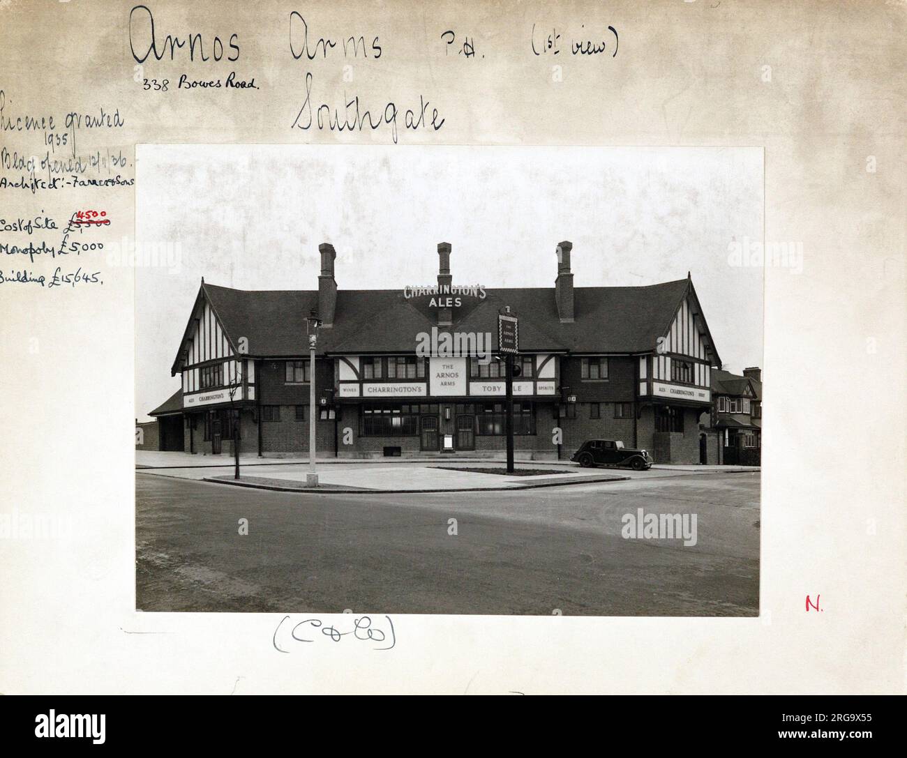 Photograph of Arnos Arms, Southgate, London. The main side of the print ...