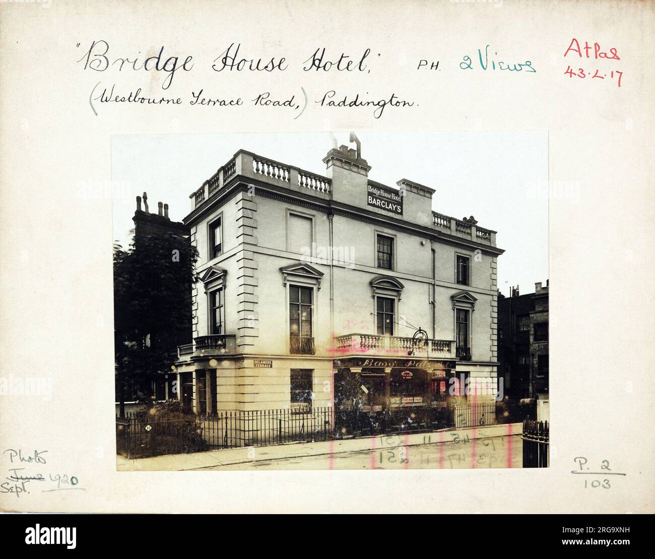 Photograph of Bridge House Hotel, Paddington, London. The main side of ...