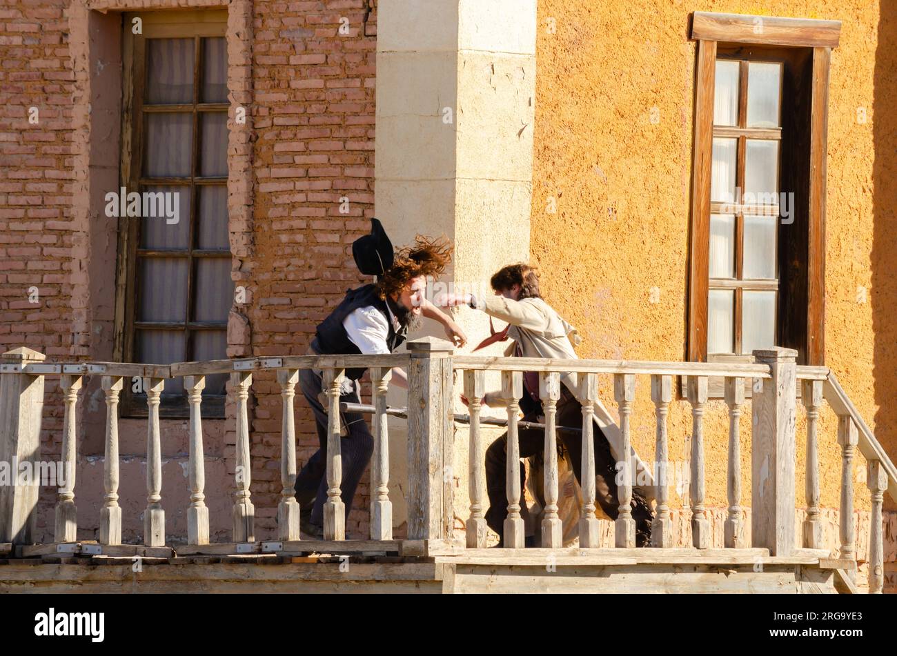 ALMERIA, SPAIN - 17 DECEMBER 2022 Dressed in distinctive Wild West ...