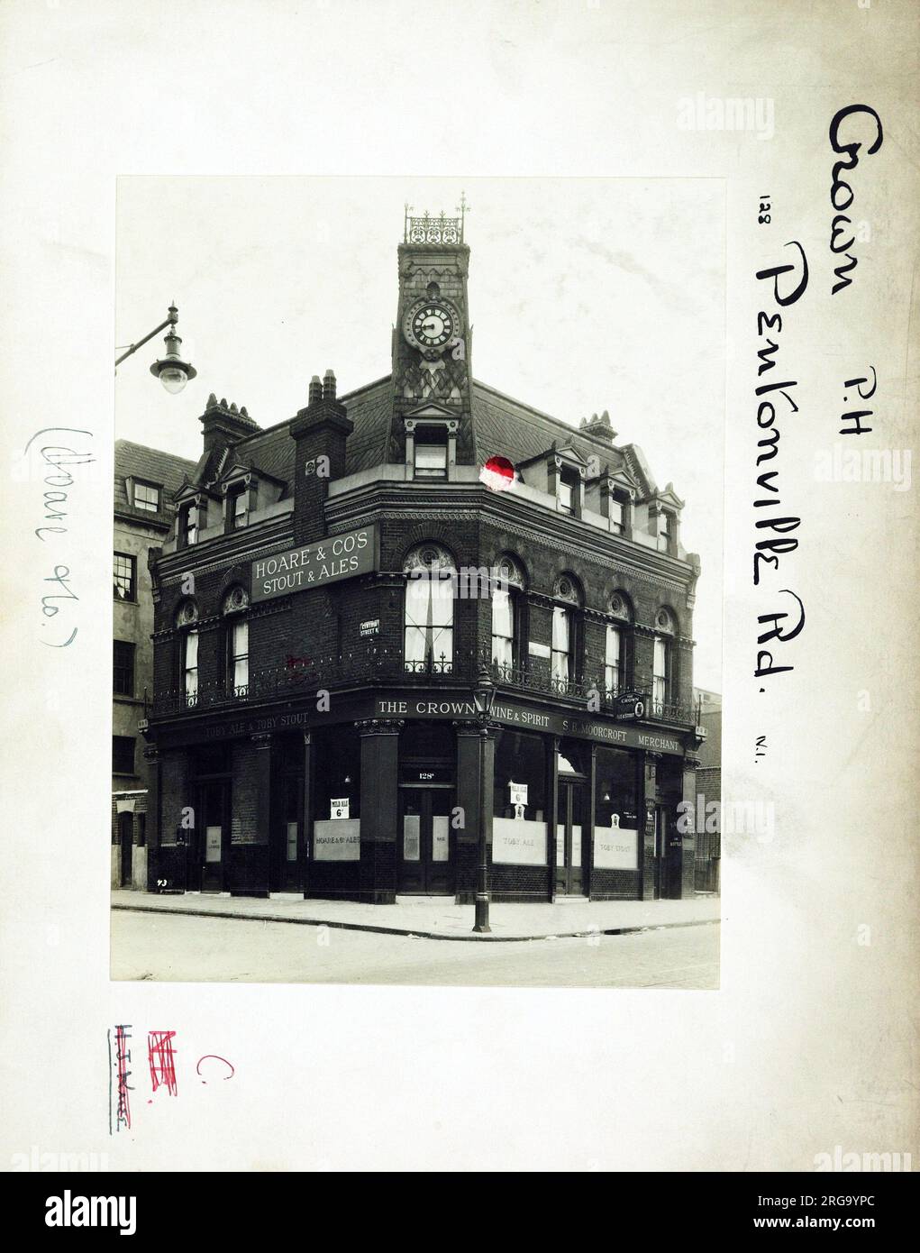 Photograph of Crown PH, Islington, London. The main side of the print (shown here) depicts ...