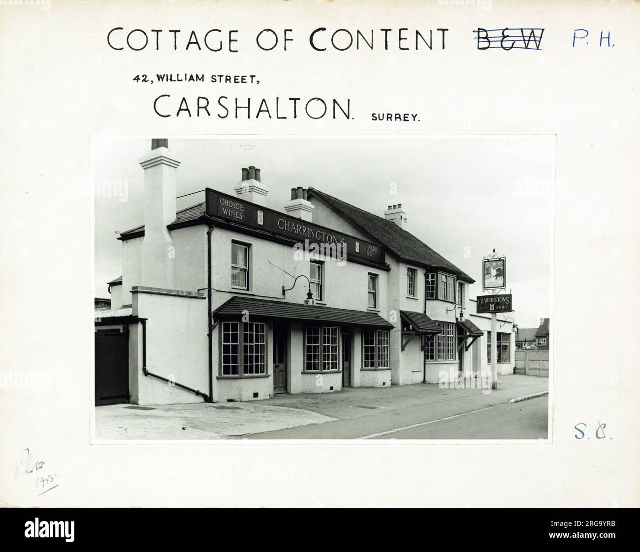 Photograph of Cottage of Content PH, Carshalton, Surrey. The main side ...