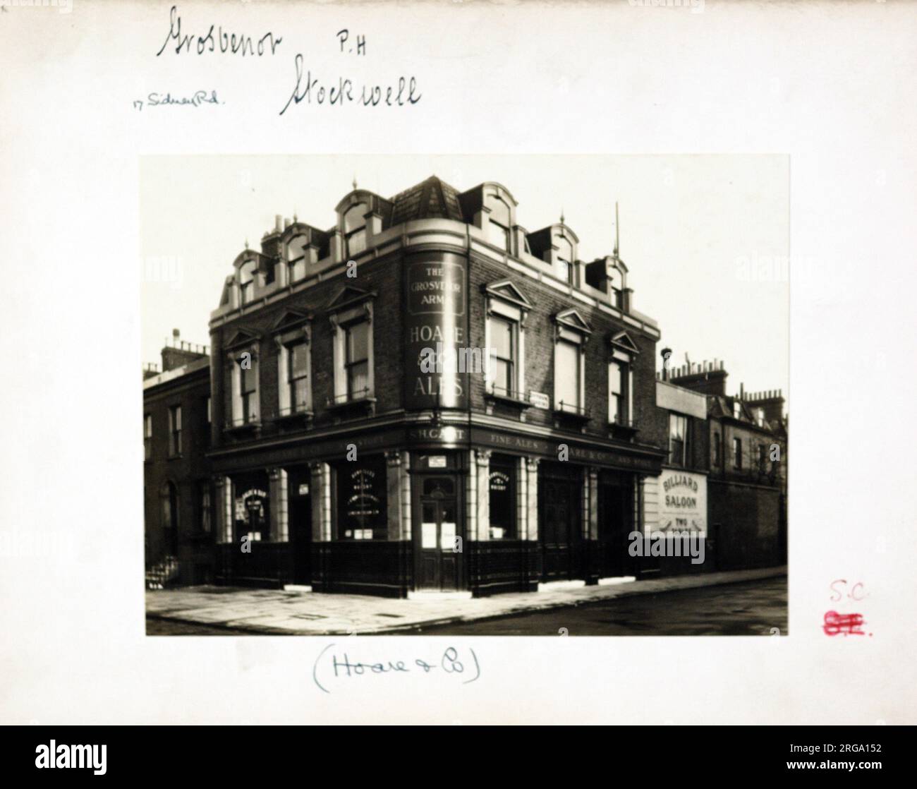 Photograph of Grosvenor Arms, Stockwell, London. The main side of the ...