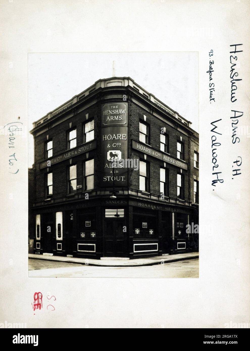 Photograph of Henshaw Arms, Walworth, London. The main side of the print (shown here) depicts ...