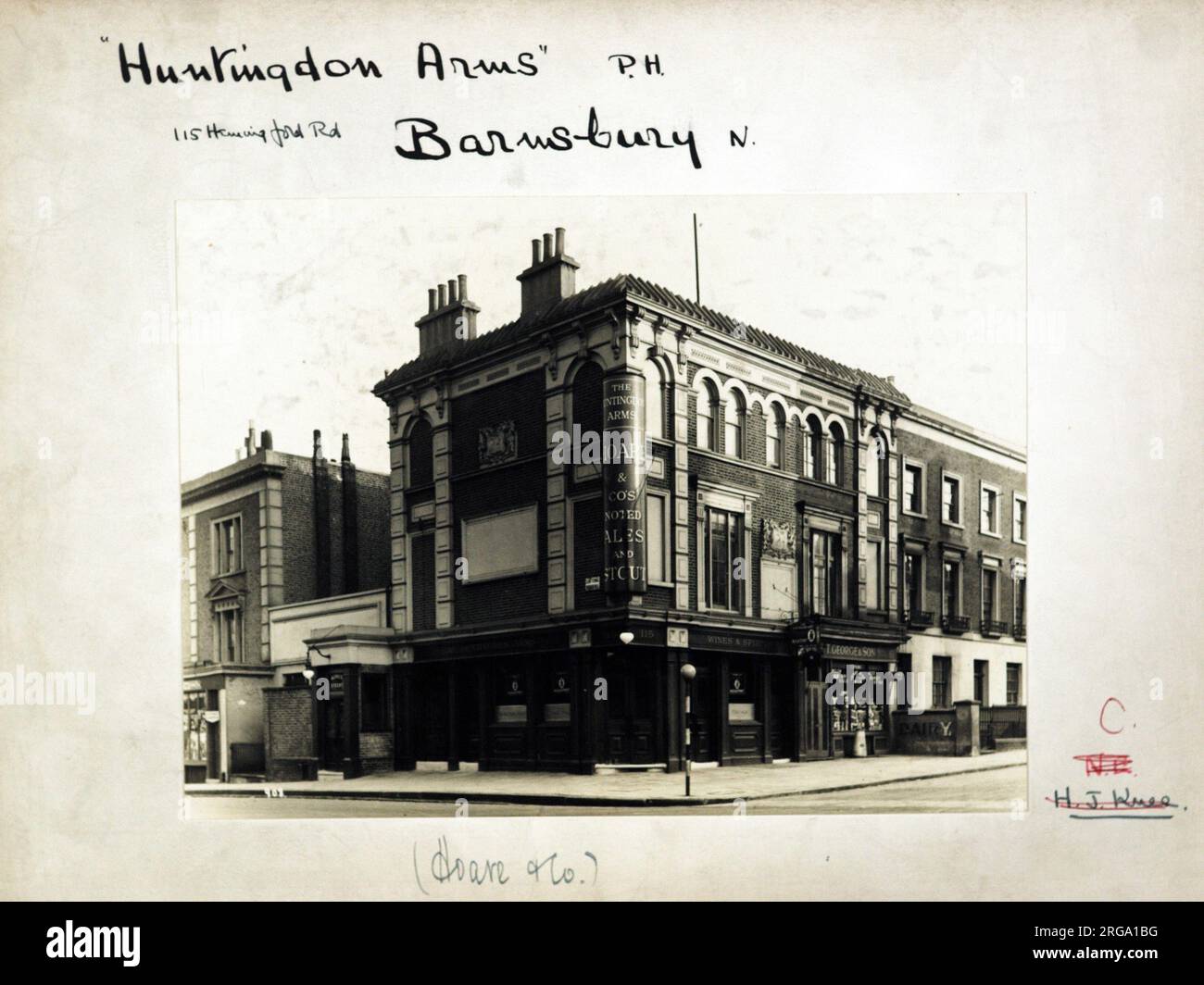 Photograph of Huntingdon Arms, Barnsbury, London. The main side of the ...