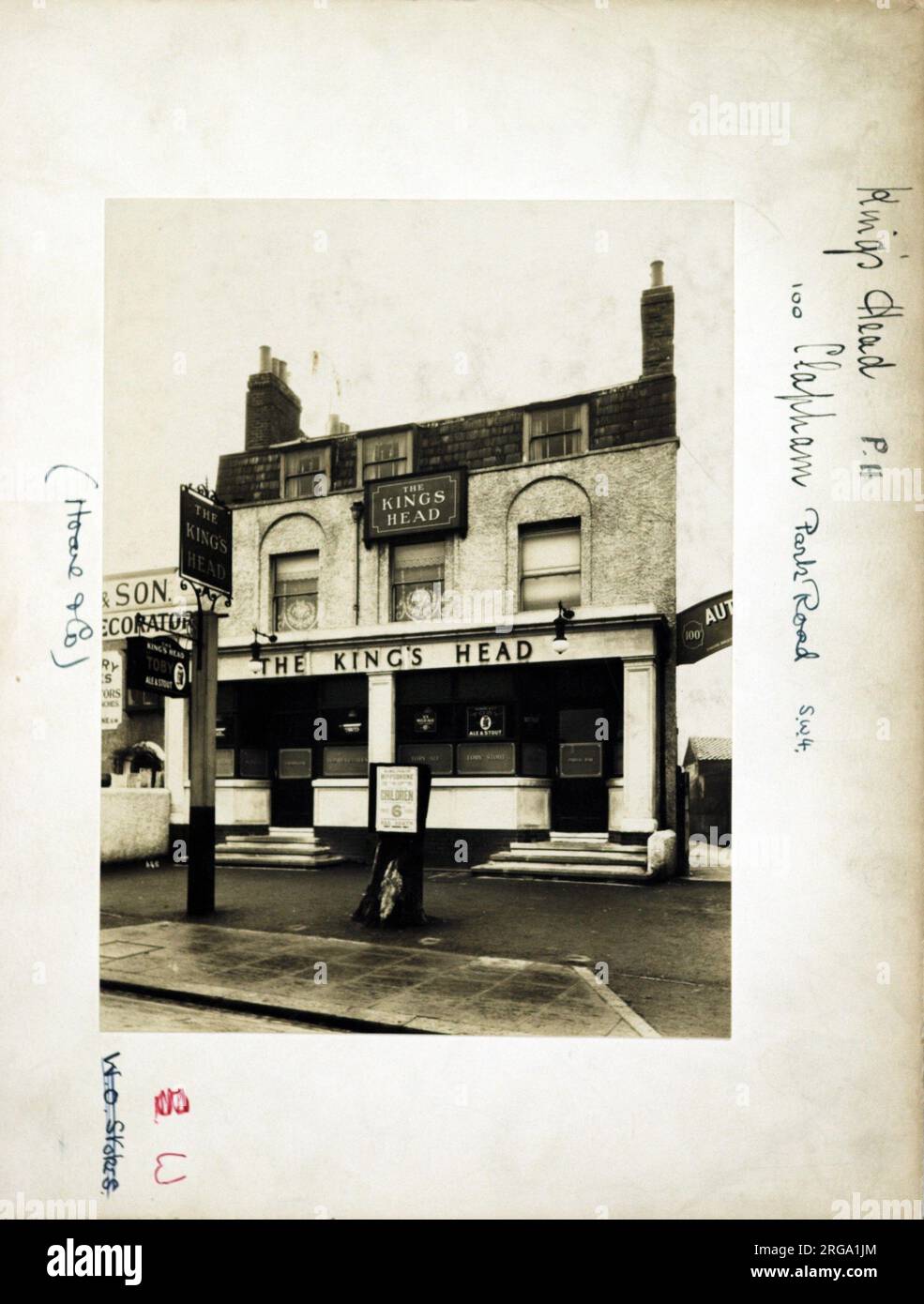 Photograph of Kings Head PH, Clapham, London. The main side of the print (shown here) depicts ...