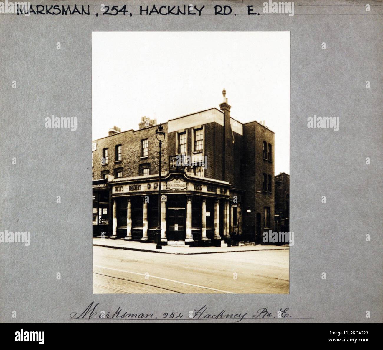 Photograph of Marksman PH, Hackney Road, London. The main side of the ...