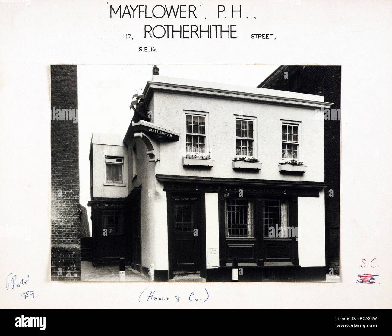 Photograph of Mayflower PH, Rotherhithe, London. The main side of the ...