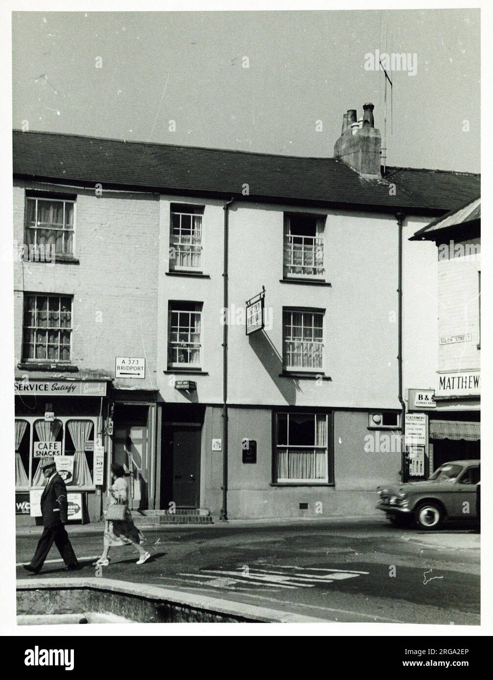 Photograph of Old White Hart Hotel, Axminster, Somerset. The main side ...
