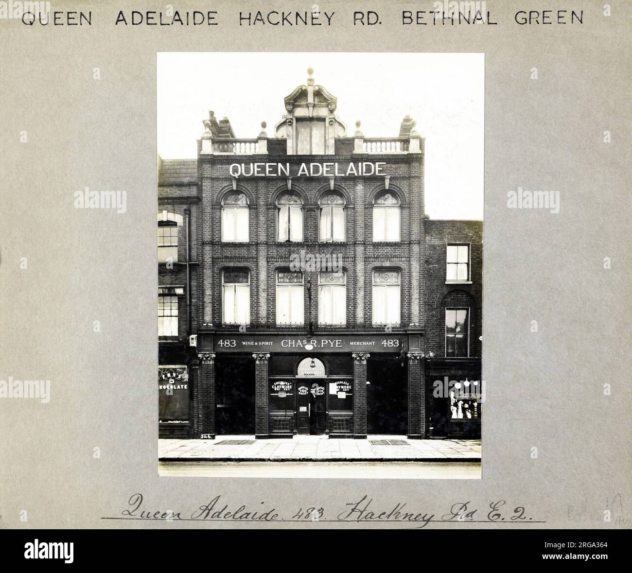 Photograph of Queen Adelaide PH, Bethnal Green, London. The main side ...