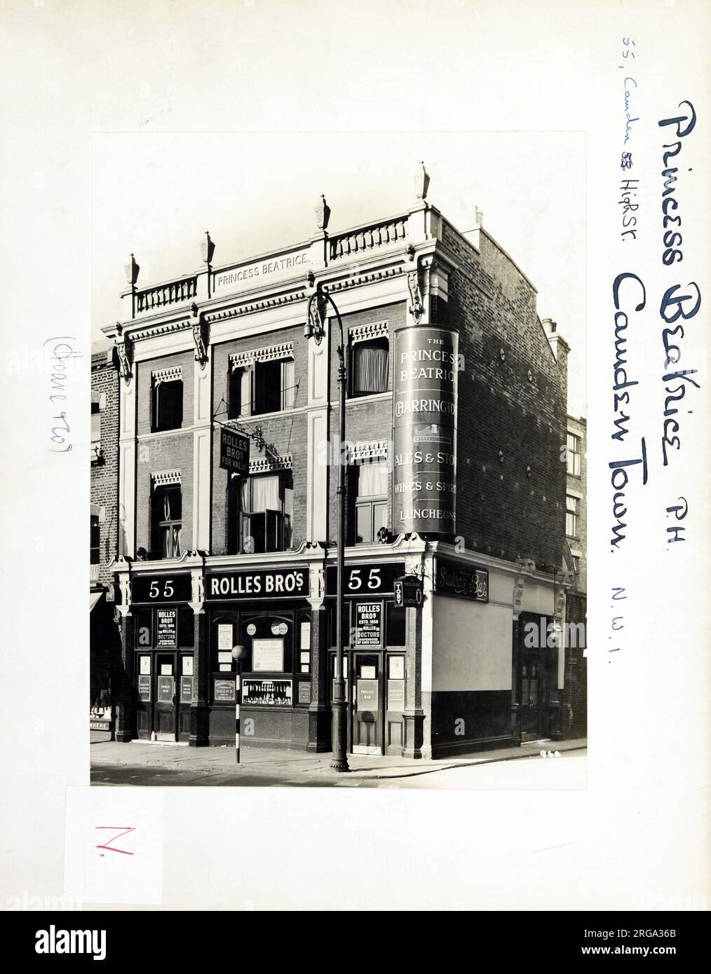Photograph of Princess Beatrice PH, Camden Town, London. The main side of the print (shown here ...