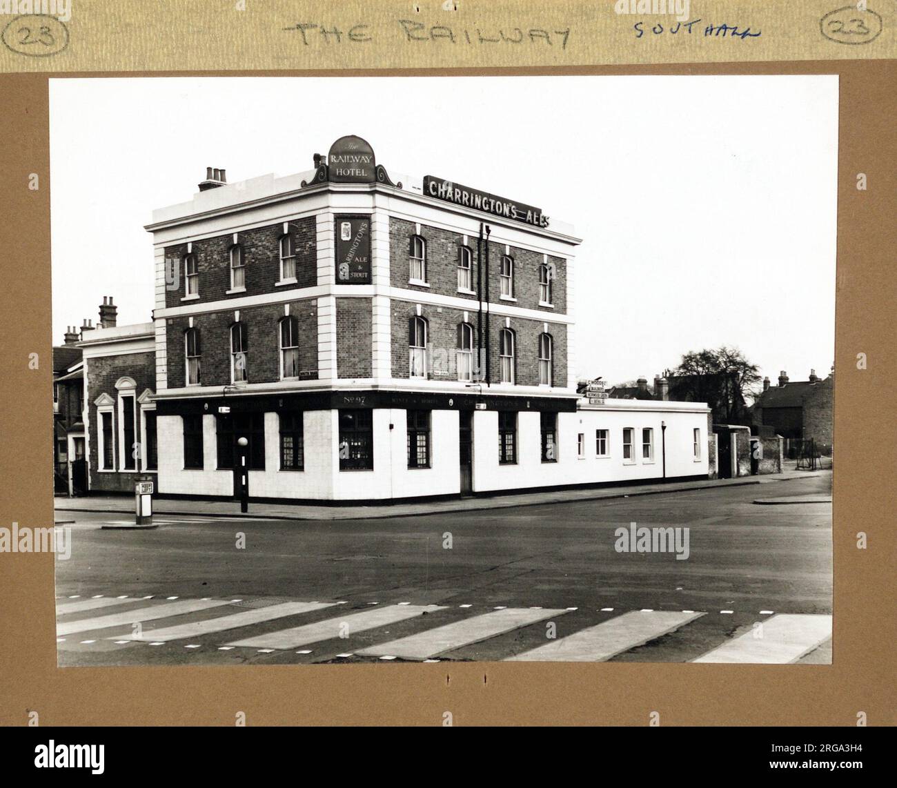 Photograph of Railway Hotel, Southall, Greater London. The main side of ...
