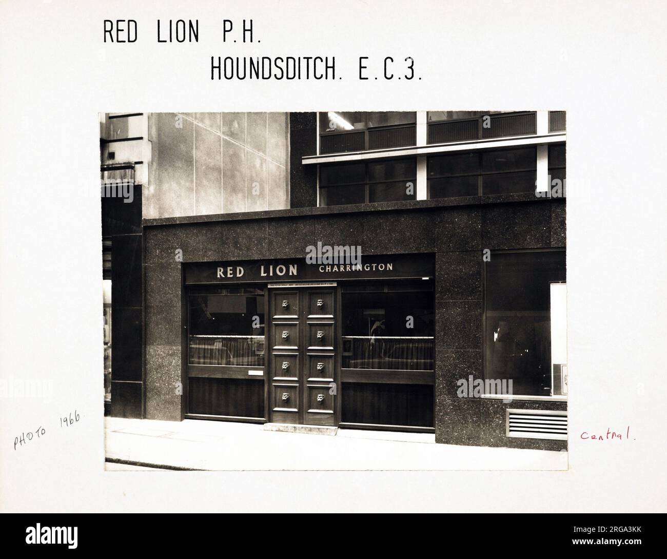 Photograph of Red Lion PH, Houndsditch (New), London. The main side of ...