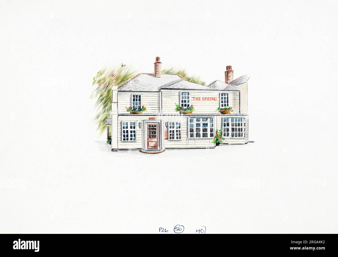Sketch of Spring Hotel, Ewell, Surrey. The main side of the print ...