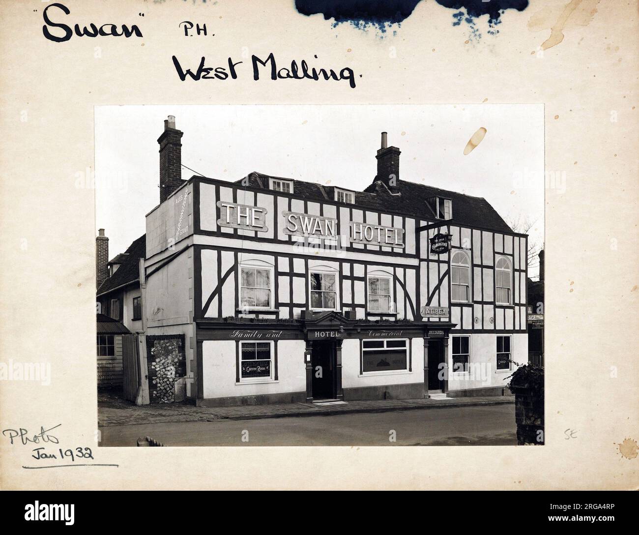 Photograph of Swan Hotel, West Malling, Kent. The main side of the ...