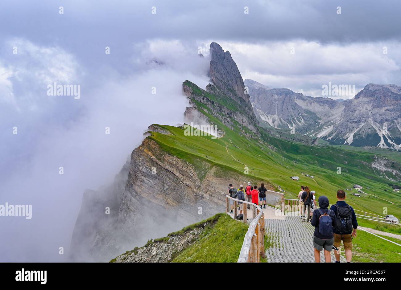 St. Ulrich, Italy. 21st July, 2023. View of the mountain peaks at the ...