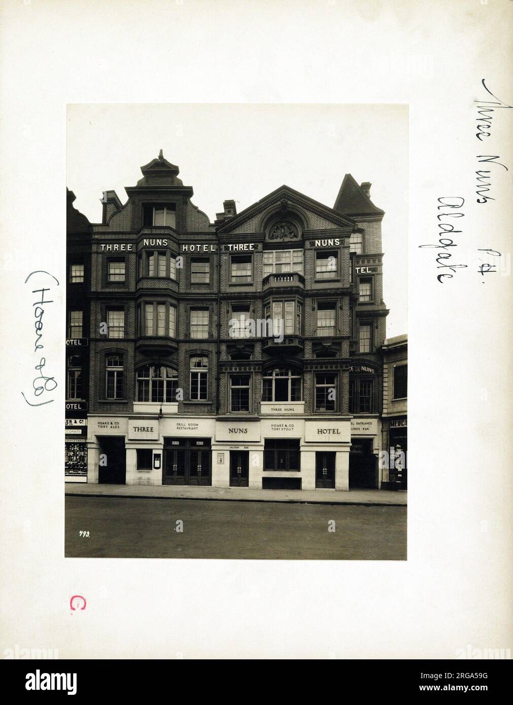 Photograph of Three Nuns Hotel, Aldgate, London. The main side of the ...