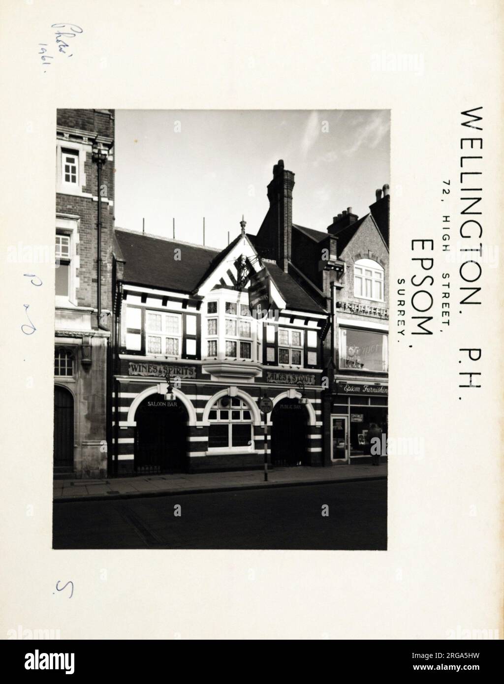 Photograph of Wellington PH, Epsom, Surrey. The main side of the print ...