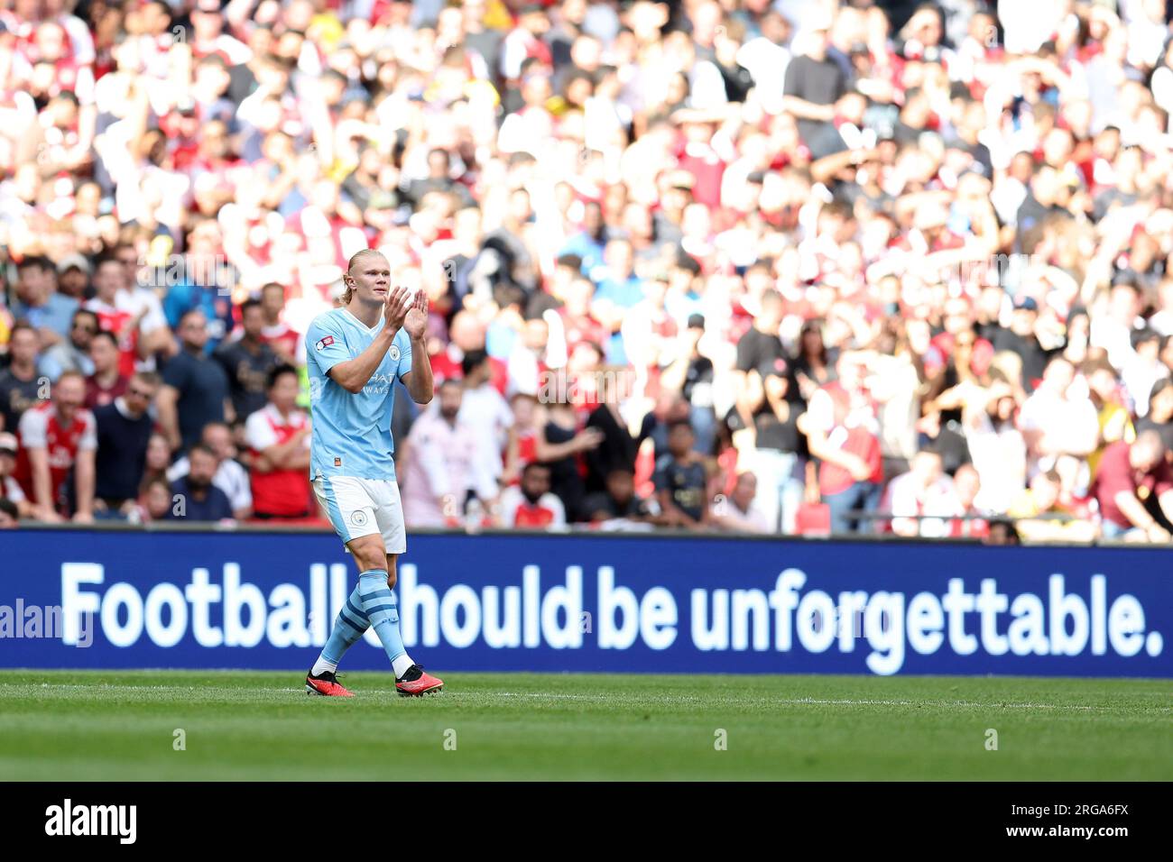 Erling Haaland of Manchester City looks on. . FA Community Shield match ...