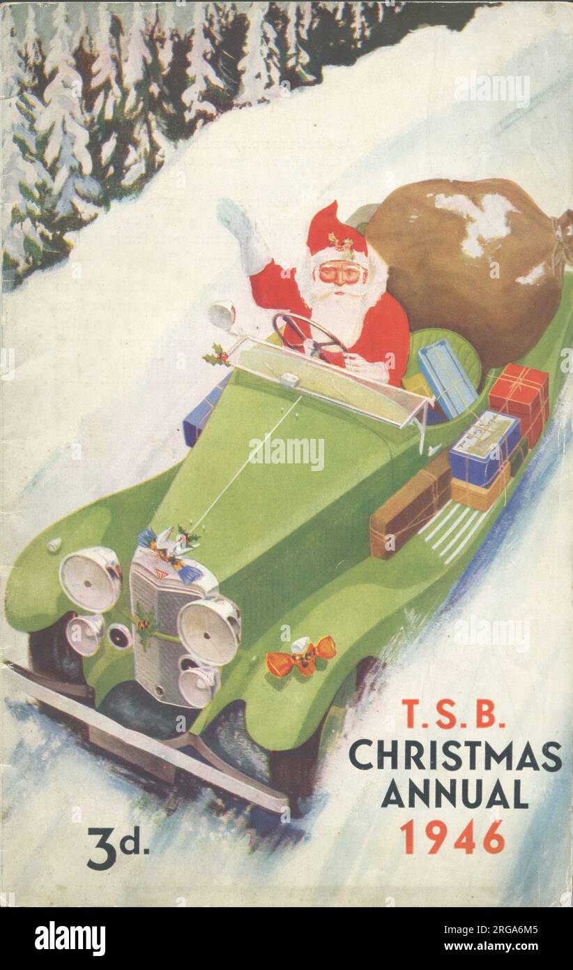 Front cover of a TSB Christmas Annual 1946, with a very modern Santa ...