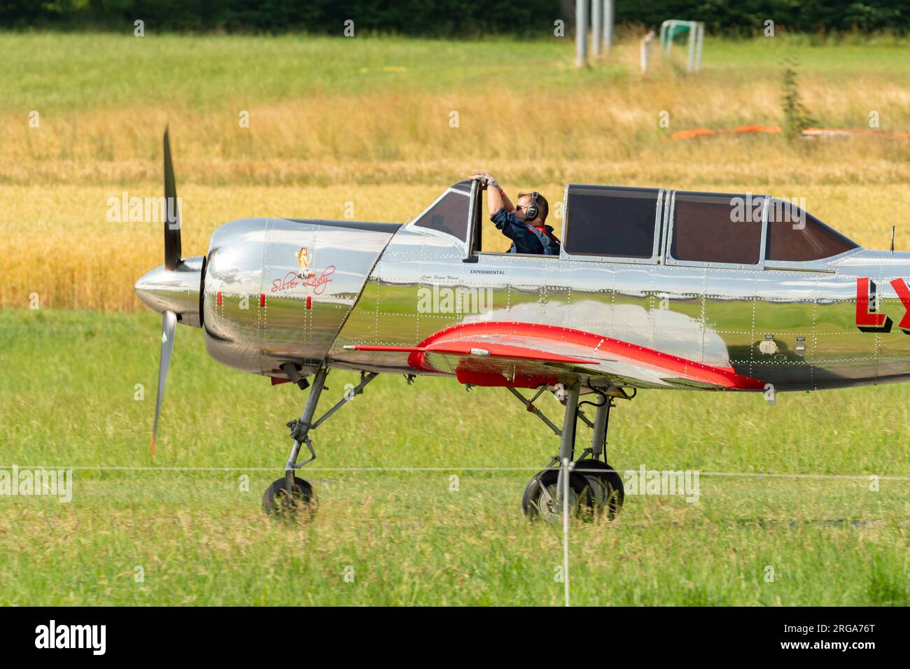Speck-Fehraltorf, Zurich, Switzerland, July 1, 2023 Jakowlew Jak-52 ...