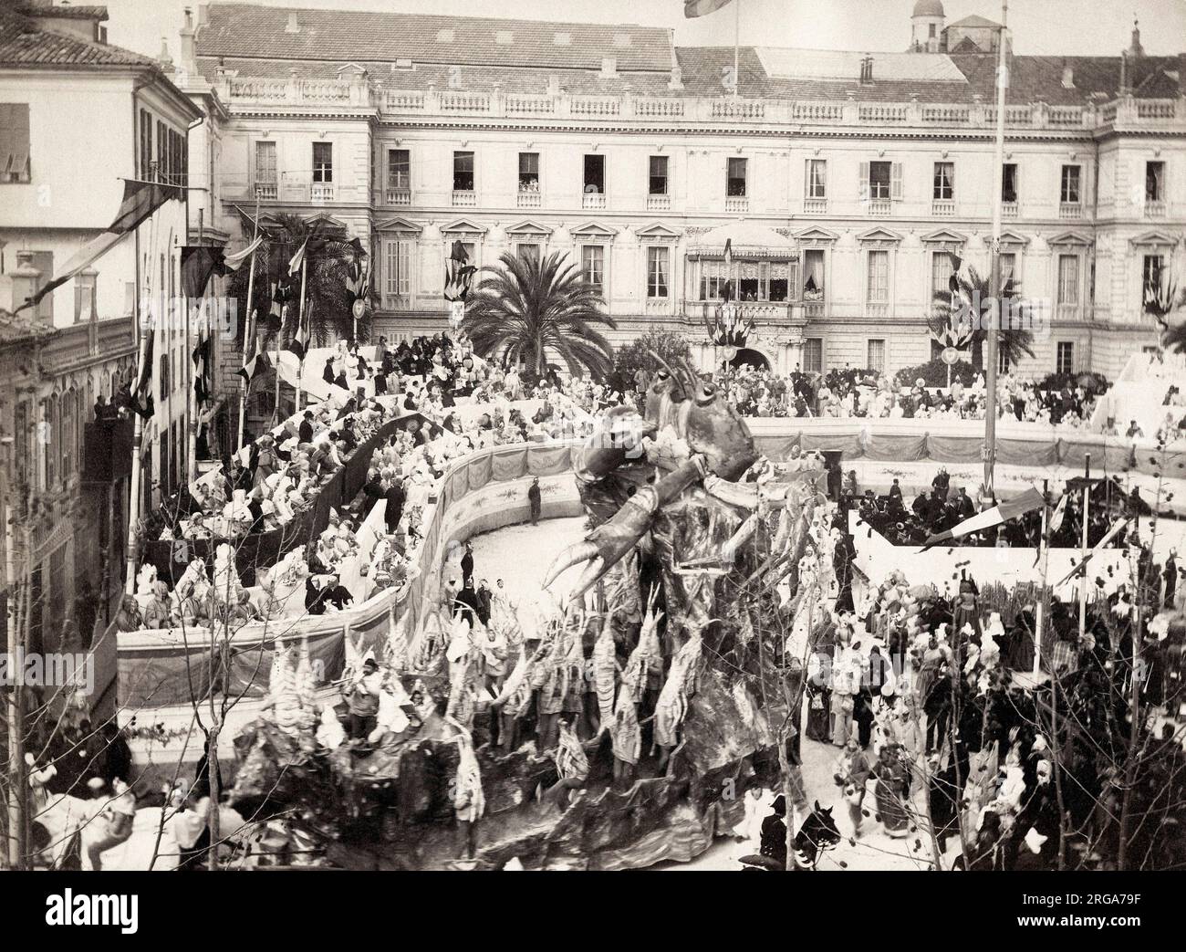 19th century vintage photograph: Street carnival in France, late 19th ...
