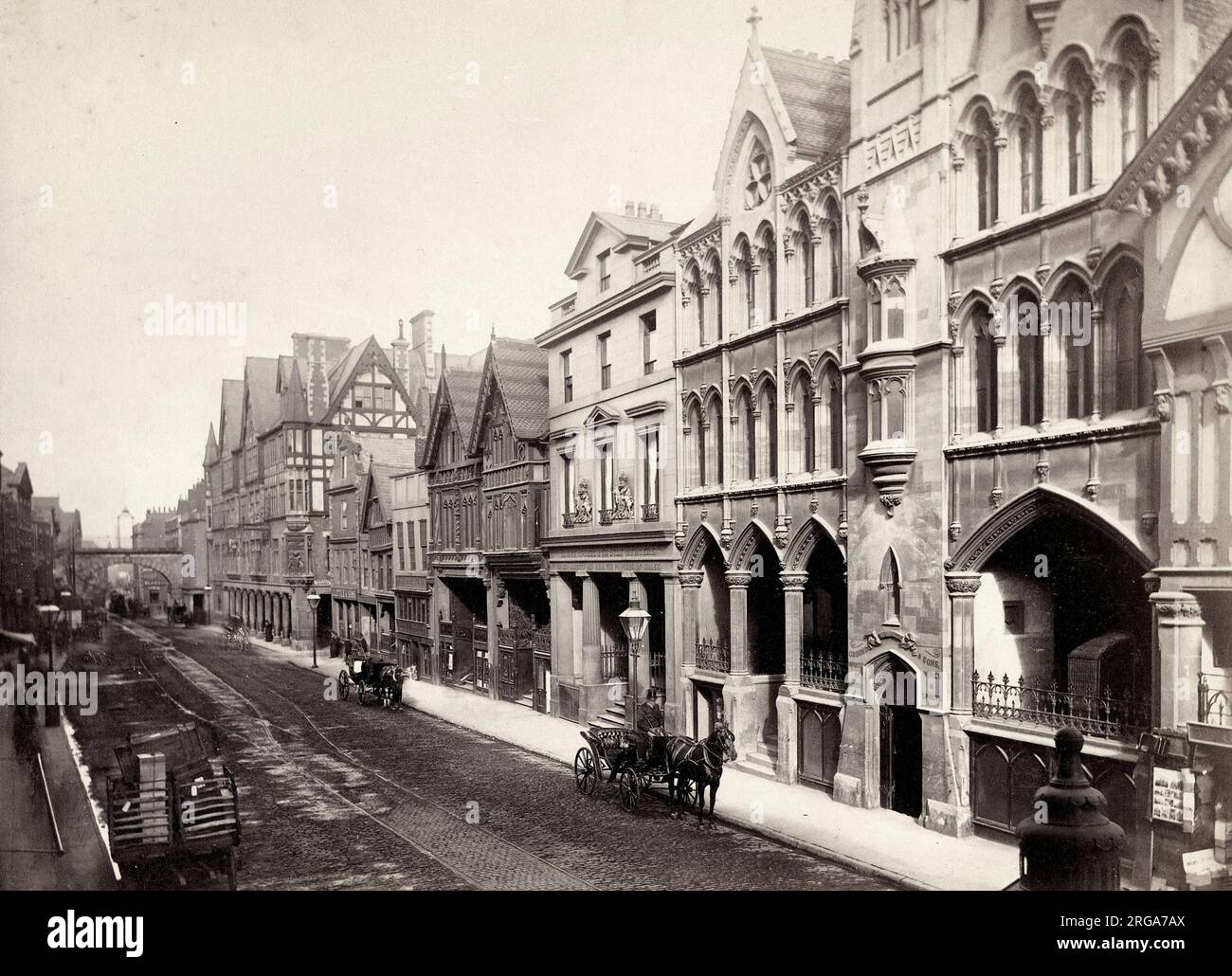 Vintage 19th century photograph: Chester, historic city centre and city ...