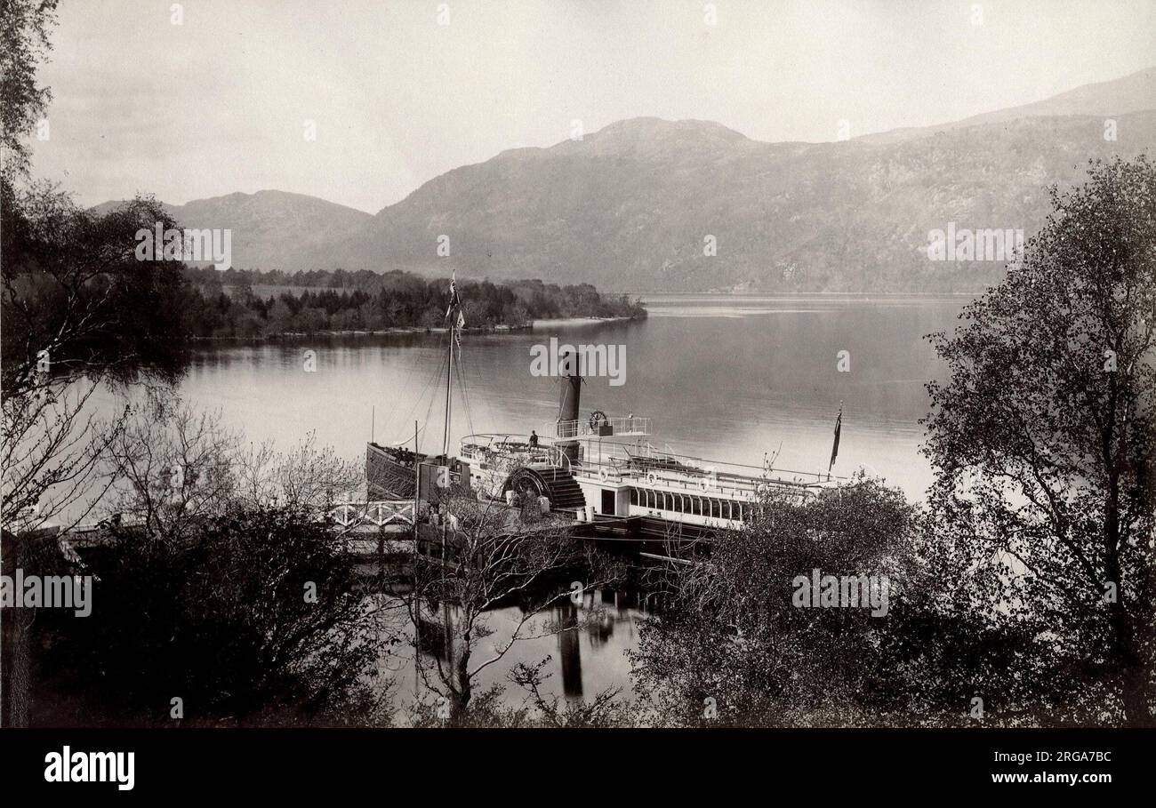 Vintage 19th century photograph: Steam Ship on Loch Ness, Scotland ...