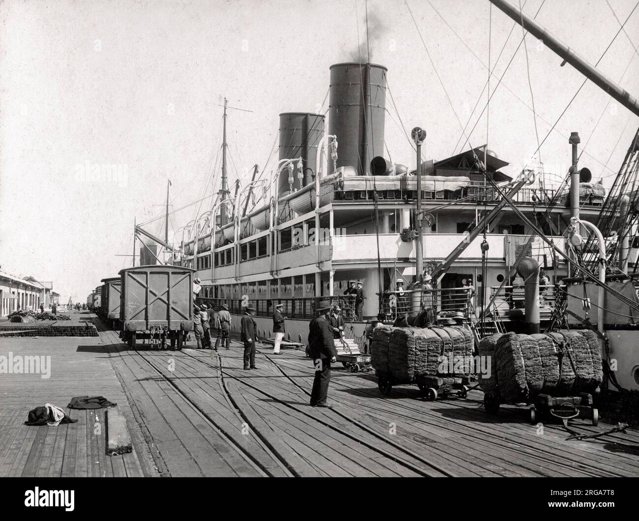 Vintage photograph: Ships loading at a wharf on the Outer Harbour ...