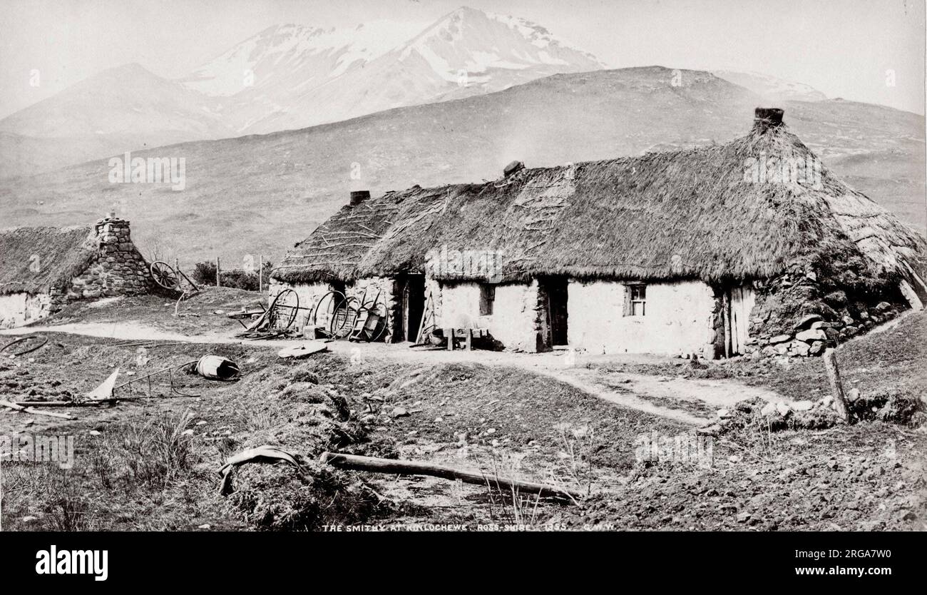 Vintage 19th century photograph: The blacksmith or farrier's smithy at ...