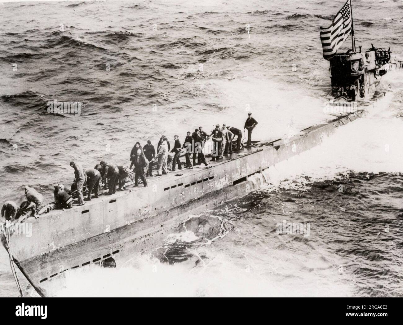 Vintage photograph World War II - US navy submarine, crew on deck Stock ...