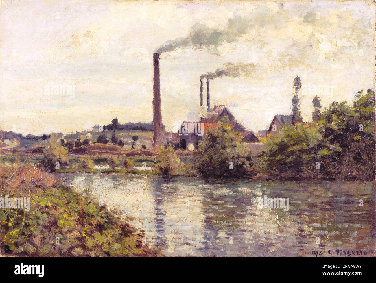 The Factory at Pontoise 1873 by Camille Pissarro Stock Photo - Alamy