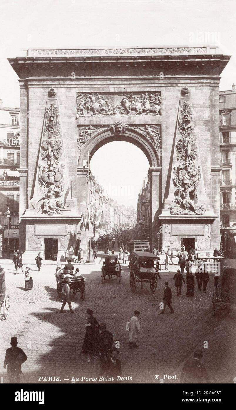 Vintage 19th century photograph - Porte Saint Denis, Paris France Stock Photo - Alamy