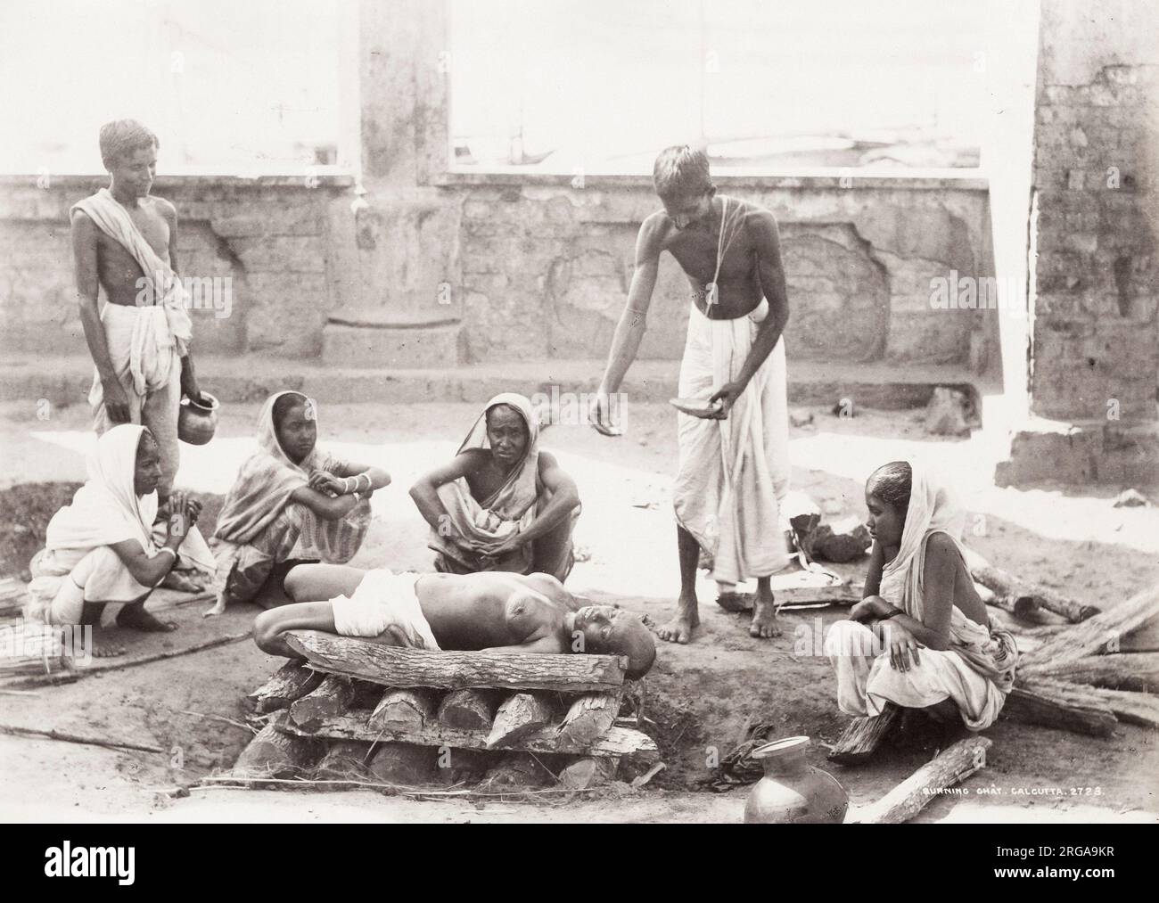 Vintage 19th century photograph, India - women preparing a corpse for ...