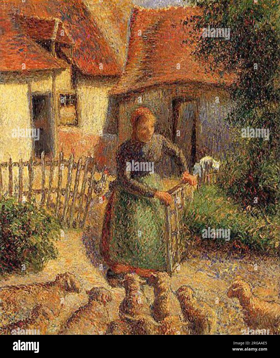 Shepherdess bringing sheep in 1886 by Camille Pissarro Stock Photo - Alamy